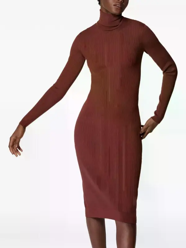 Another Tomorrow Ribbed Knit Turtleneck Dress