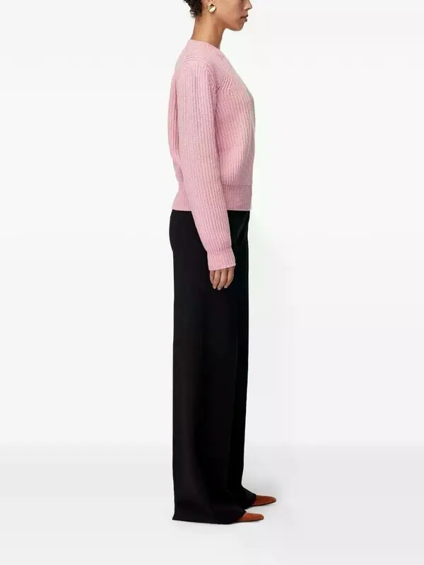 Another Tomorrow Ribbed Cashmere Crew Neck Sweater