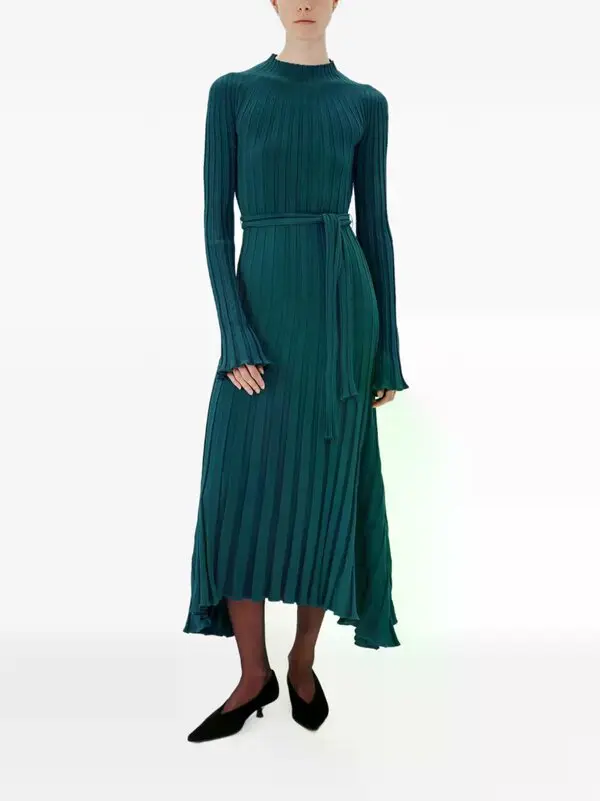 Another Tomorrow Ribbed Knit Flared Dress