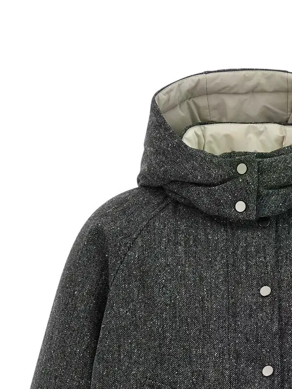 Brunello Cucinelli Quilted Tweed Hooded Jacket