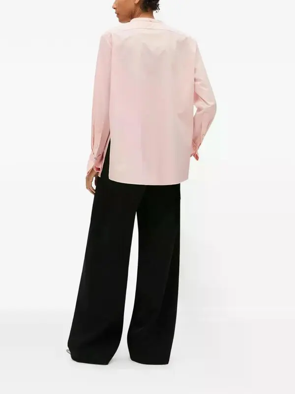 Another Tomorrow Band-collar French-cuff Blouse