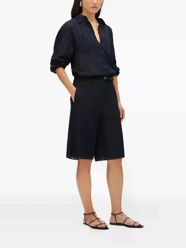 Another Tomorrow Gingham Seersucker Bermuda Shorts - Black