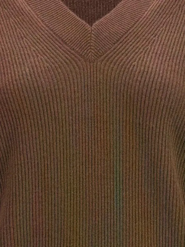 Brunello Cucinelli Ribbed Knit V-neck Sweater