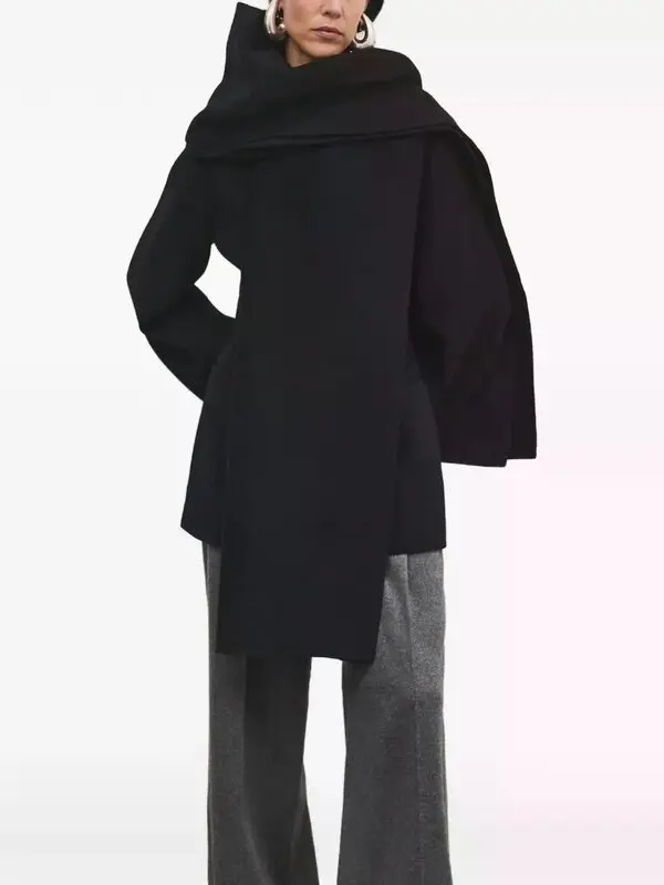 Another Tomorrow Double-breasted Scarf Coat