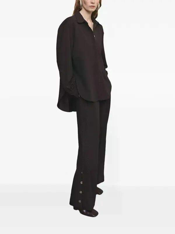 Another Tomorrow Stitch-detail Curved-hem Blouse