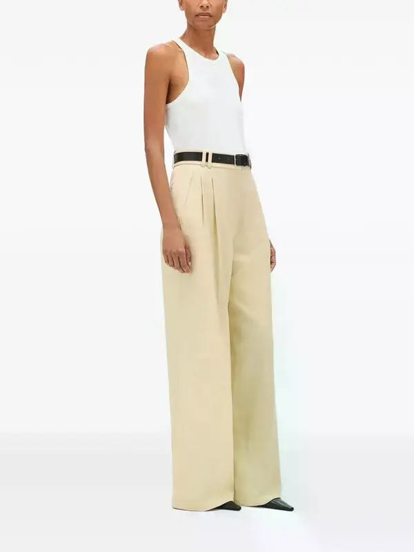 Another Tomorrow High-waisted Pleated Trousers