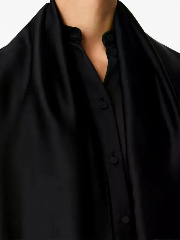 Another Tomorrow Band Collar Scarf Detail Blouse