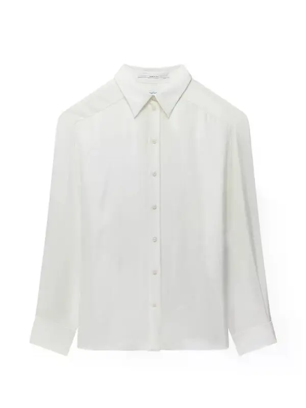 Another Tomorrow Pleated Back Shirt