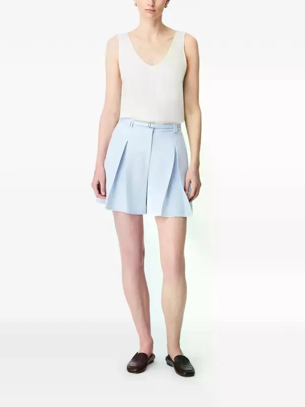 Another Tomorrow Pleated Belted Shorts