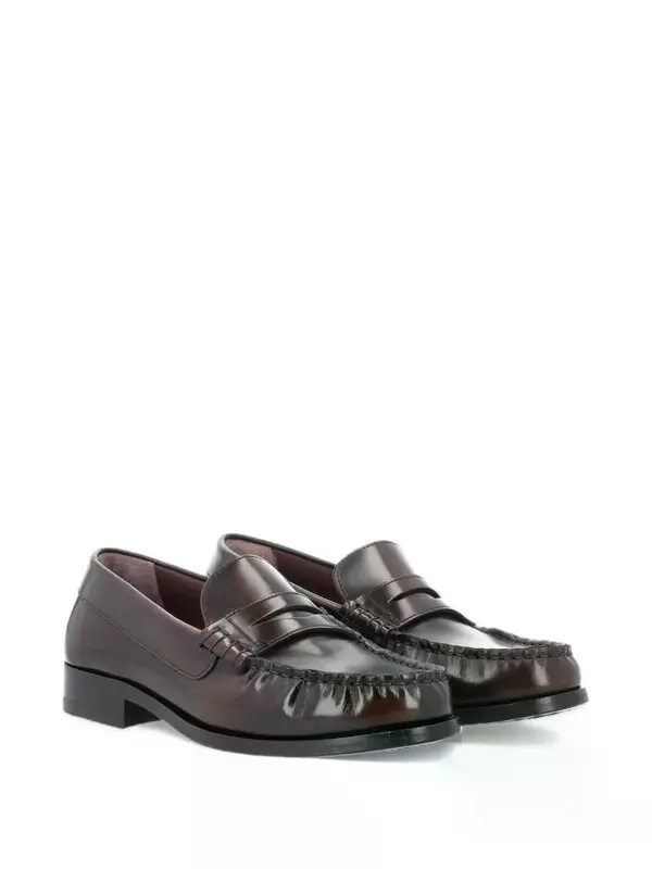 ALOHAS Rivet Leather Loafers - Brown