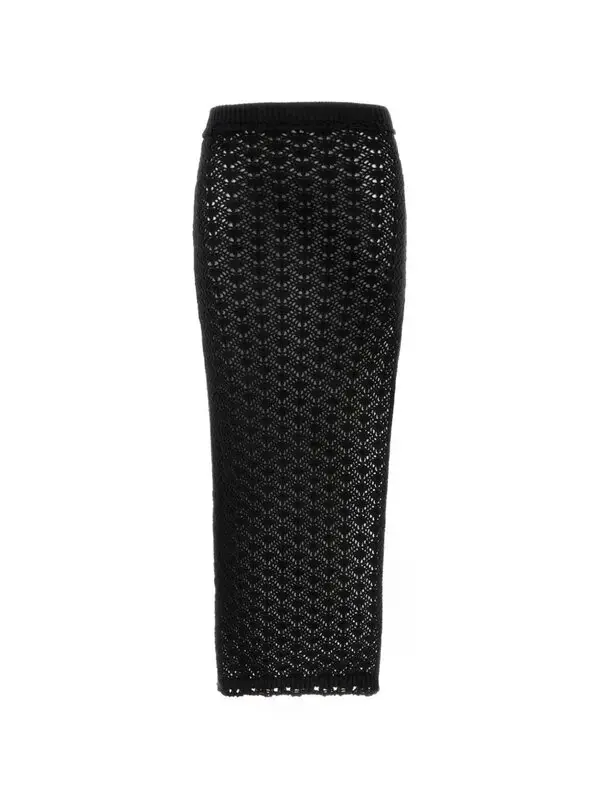 Blumarine Crochet Knit Midi Skirt - Black