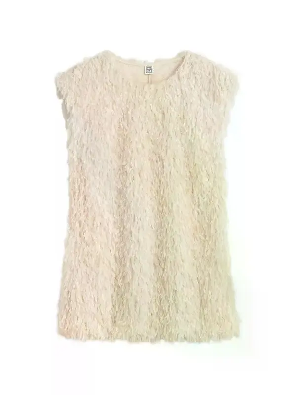 TOTEME Feathered-jersey Sleeveless Top - Neutrals