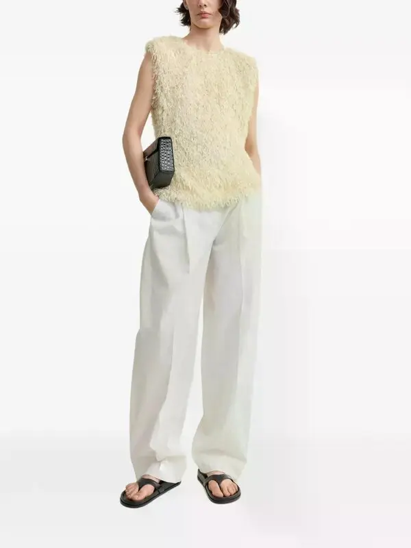 TOTEME Feathered-jersey Sleeveless Top - Neutrals