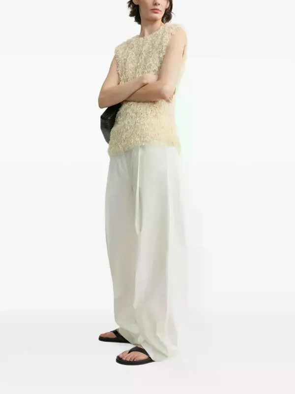 TOTEME Feathered-jersey Sleeveless Top - Neutrals