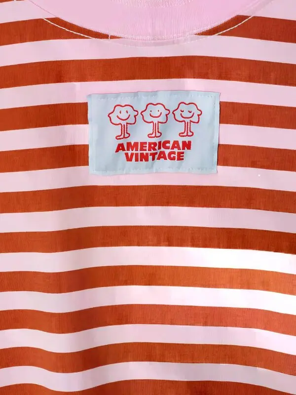 American Vintage Striped Cotton T-shirt - Pink