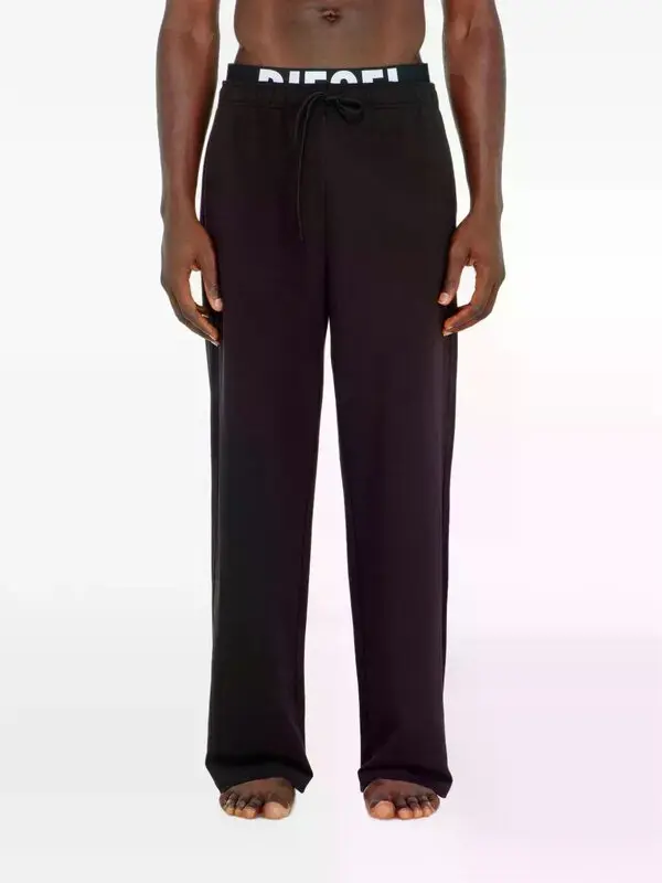 DIESEL® Cotton Sweat Trousers With Logo Waistband - Black