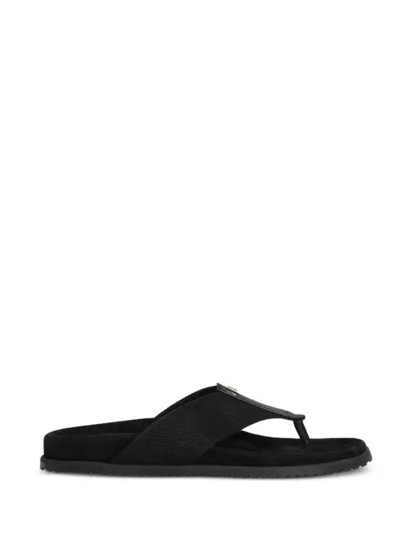 Dolce & Gabbana Logo Plaque Flip Flops - Black