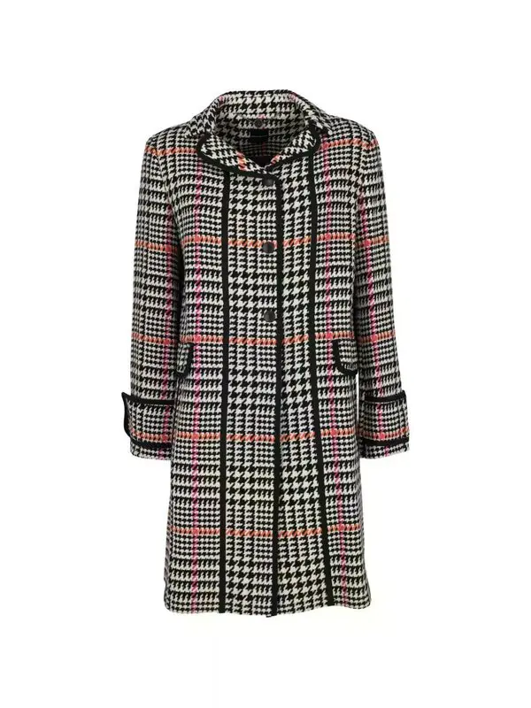 Vintage English Style Patterned Coat - Black