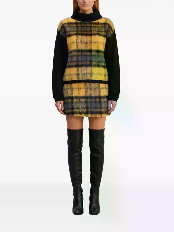 Vintage Jc De Castelbajac Checked Roll-neck Dress