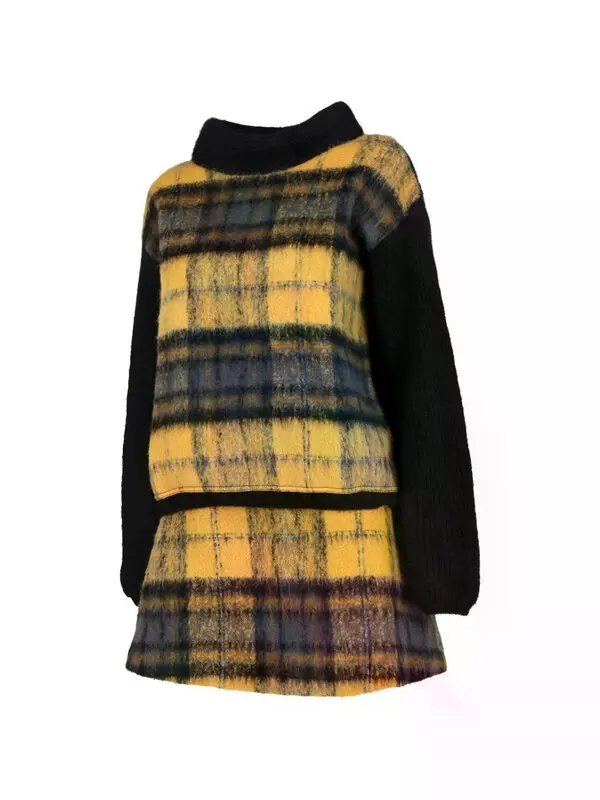 Vintage Jc De Castelbajac Checked Roll-neck Dress