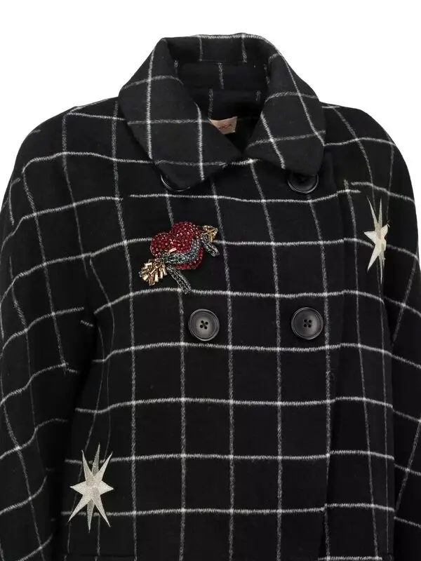 Vintage Checkered Embroidered Coat