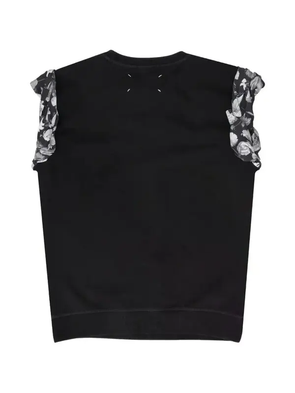 MAISON MARGIELA Floral Print Ruffled Sweatshirt - Black