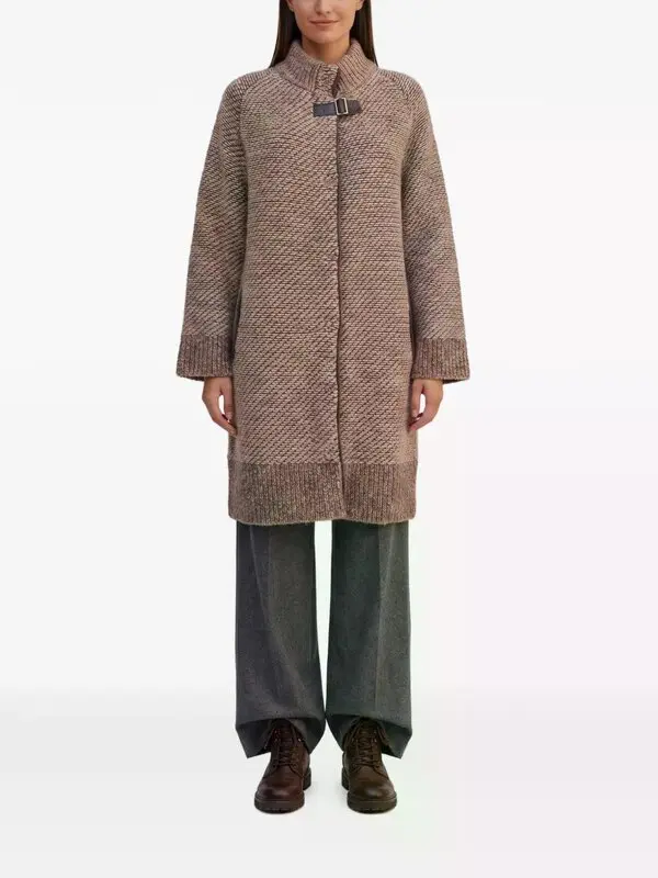 FALCONERI Textured Knit Single-breasted Coat With Buckle Fastening