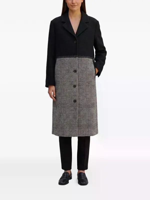 JIL SANDER Glen-check Single-breasted Coat - Black