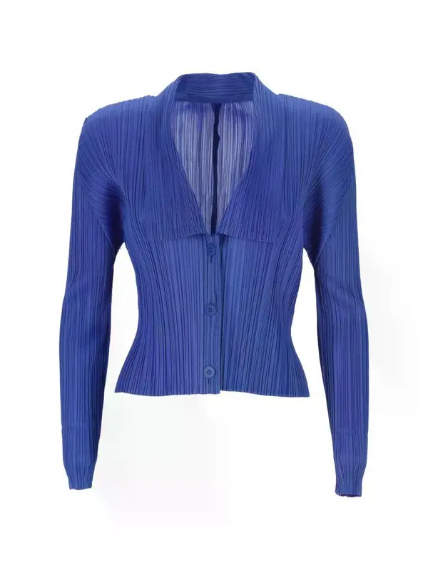 Issey Miyake Pleated V-neck Sweater - Blue