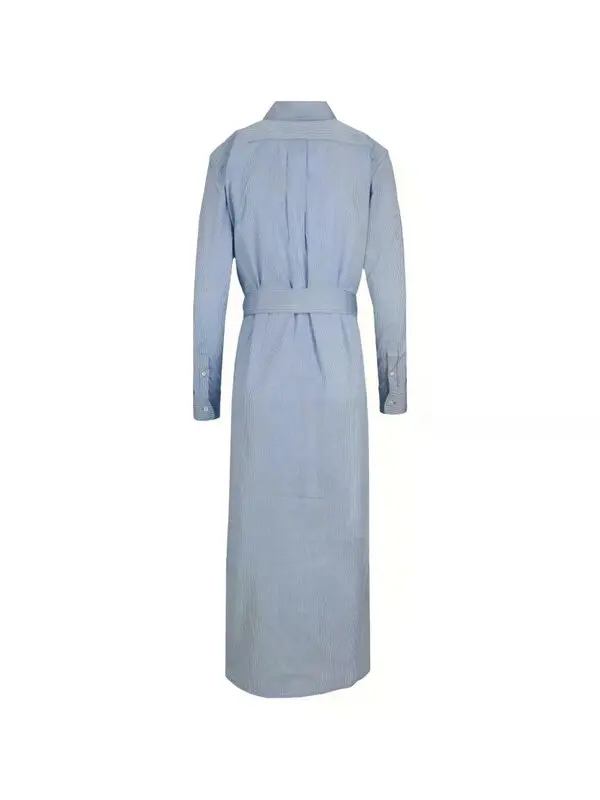 Polo Ralph Lauren Vertical Stripe Belted Shirt Dress - Blue