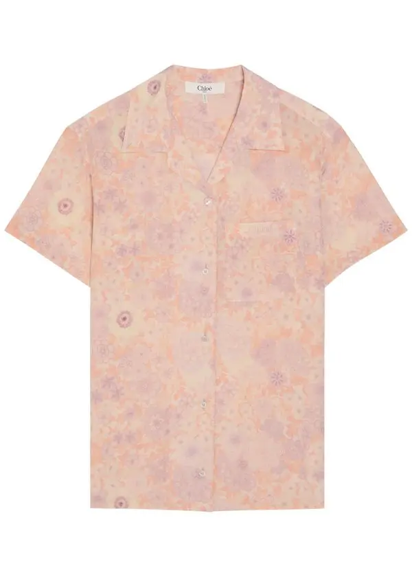 Chloé Floral Print Silk Shirt - Pink