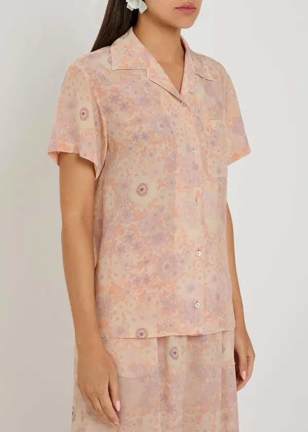 Chloé Floral Print Silk Shirt - Pink