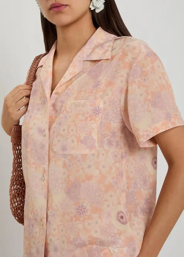 Chloé Floral Print Silk Shirt - Pink