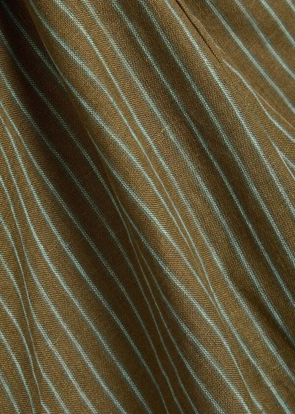 Staud Mateo Striped Linen Trousers - Green