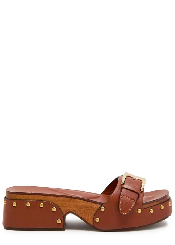 Zimmermann Leather Platform Mules With Stud Embellishments