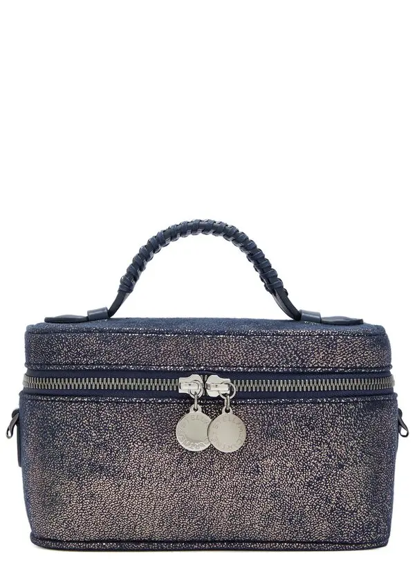 Stella McCartney Falabella Metallic Faux Suede Vanity Case - Navy