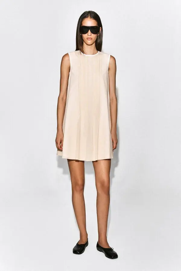 Cos Layered Pintucked Mini Dress - Beige