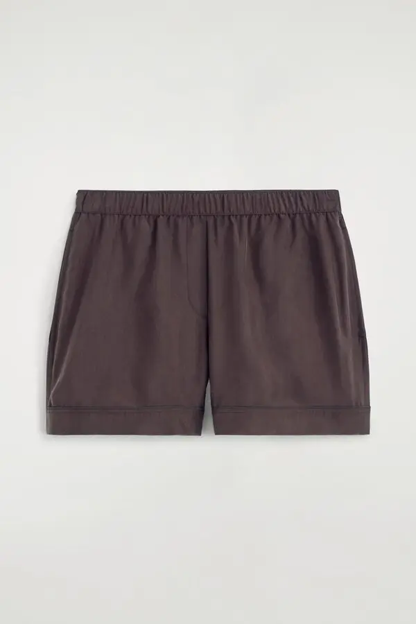 Cos Silk Elasticized Shorts - Brown