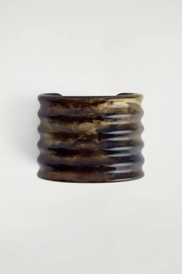 Cos Sculptural Rippled Resin Cuff - Brown