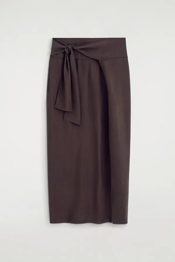 Cos Draped Tie-waist Silk Maxi Skirt - Brown
