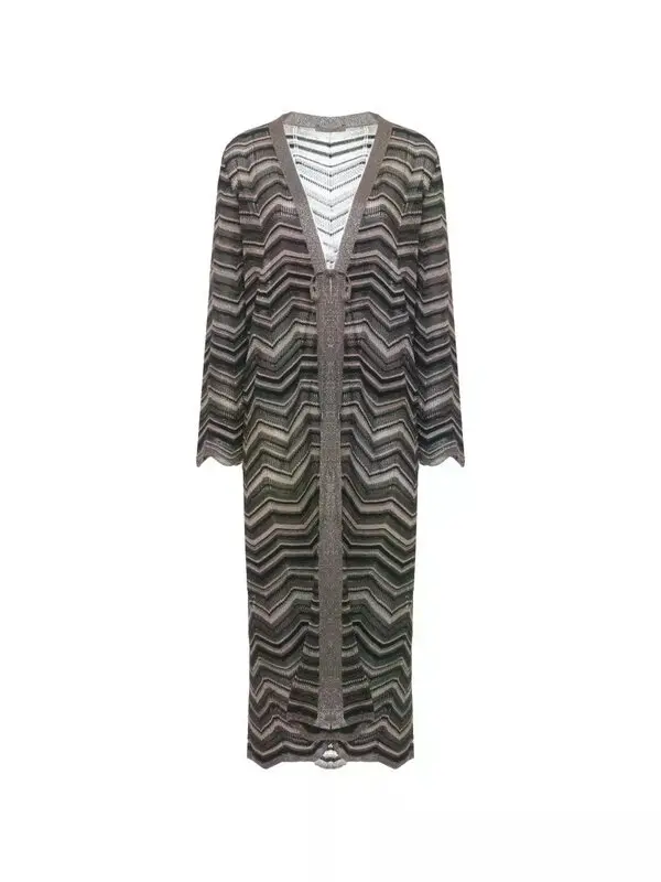 D.exterior Chevron Knit Tie-fastening Sweater