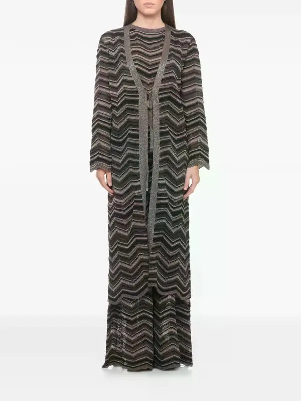 D.exterior Chevron Knit Tie-fastening Sweater