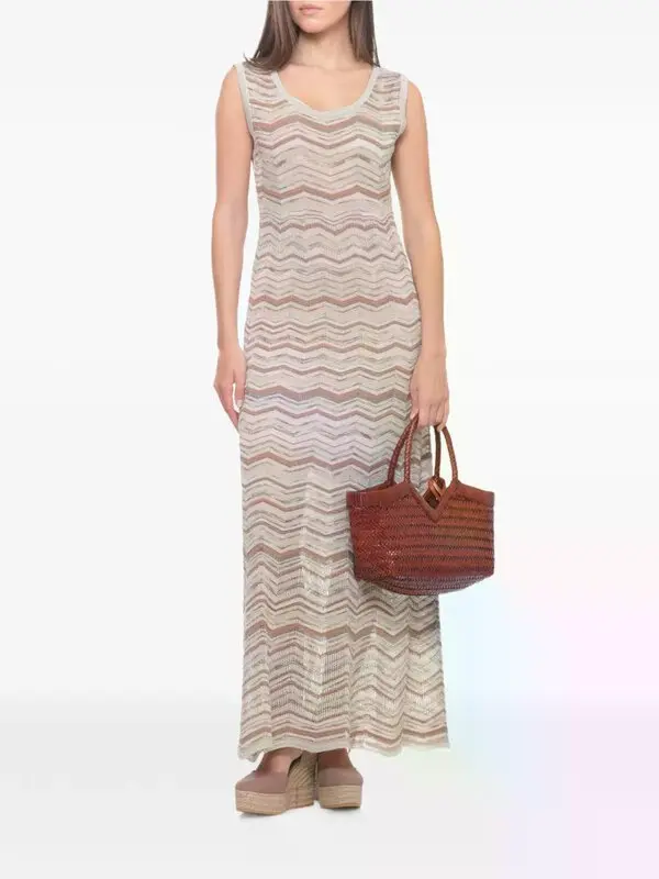 D.exterior Sleeveless Chevron Knit Maxi Dress - Neutrals