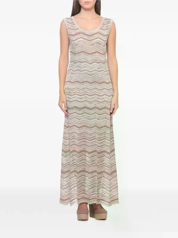 D.exterior Sleeveless Chevron Knit Maxi Dress