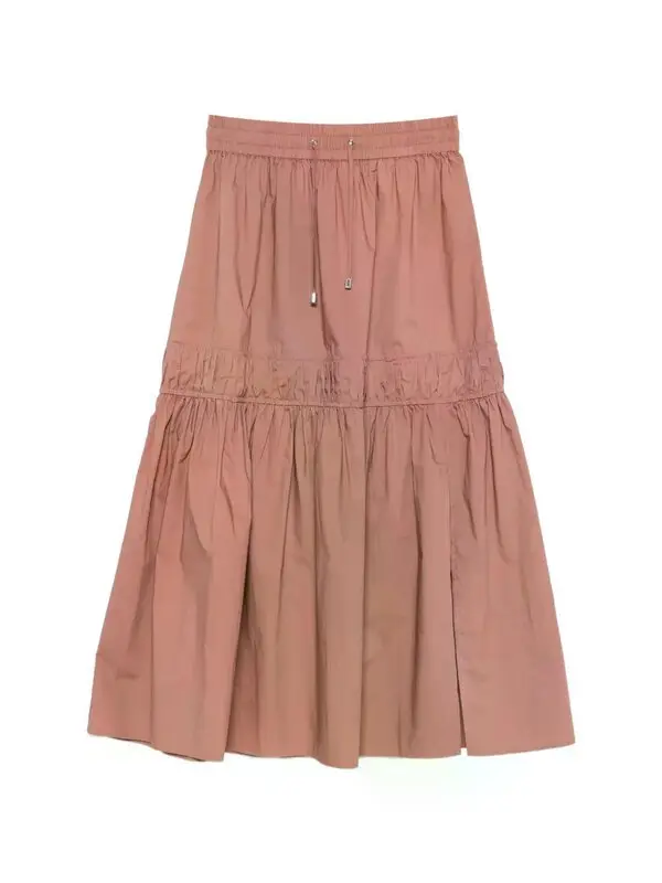 Patrizia Pepe Drawstring Waist Tiered Midi Skirt - Pink