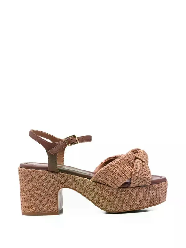 Unisa Kasidi Knotted Raffia-effect Sandals - Brown