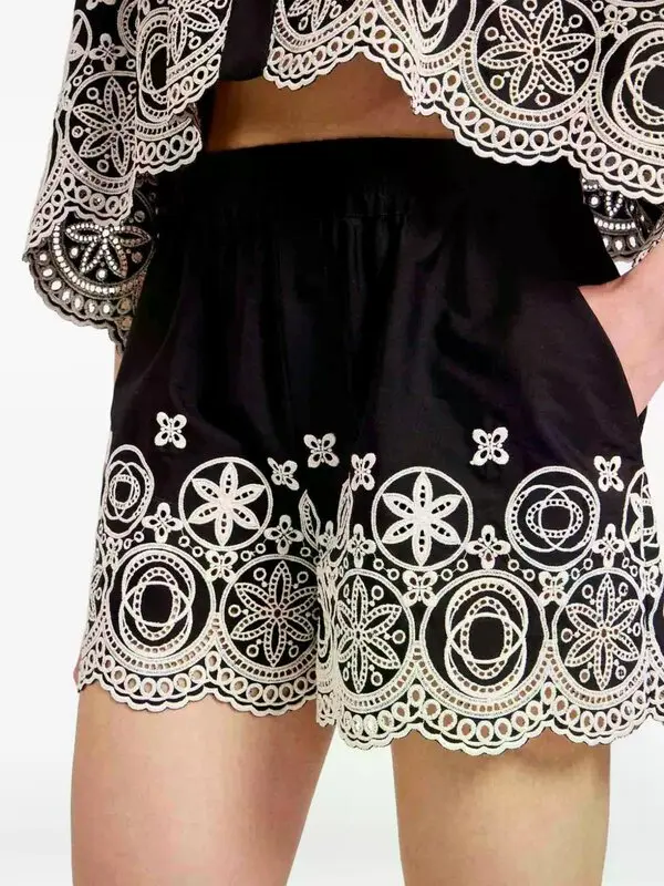La DoubleJ Sangallo Embroidered Mini Shorts