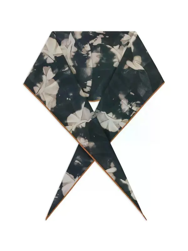 Zegna Floral-print Diamond-shaped Scarf - Grey