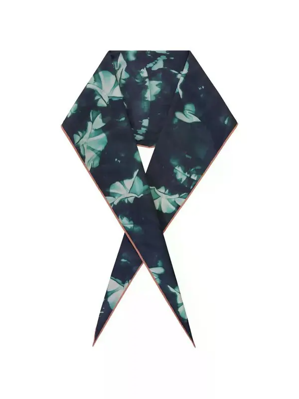 Zegna Floral-print Silk Scarf - Blue