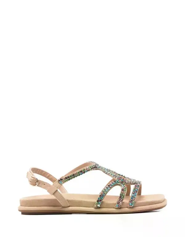ALMA EN PENA Crystal Embellished Leather Sandals